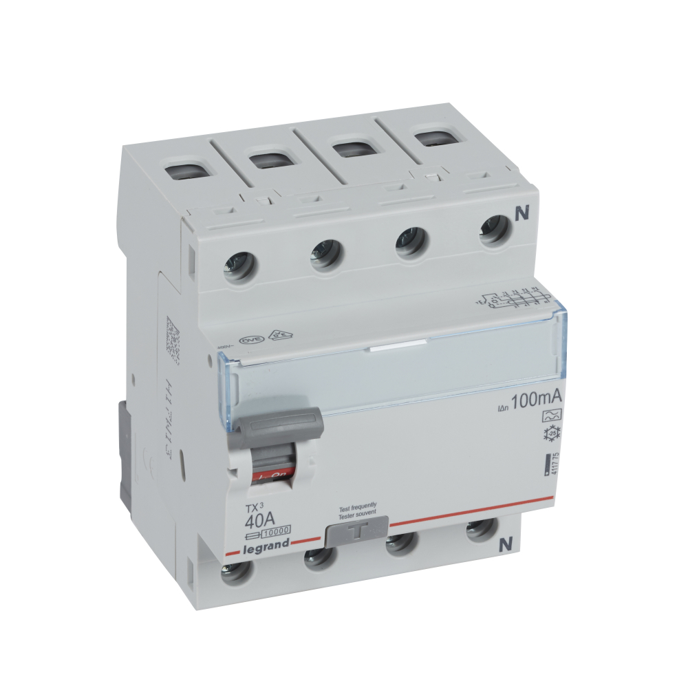 WYŁĄCZNIK RÓŻNICOWY 40A 100MA 4-POLOWY TYP A SERII TX3 P 304 - 411775 - LEGRAND - nowaelektro.pl